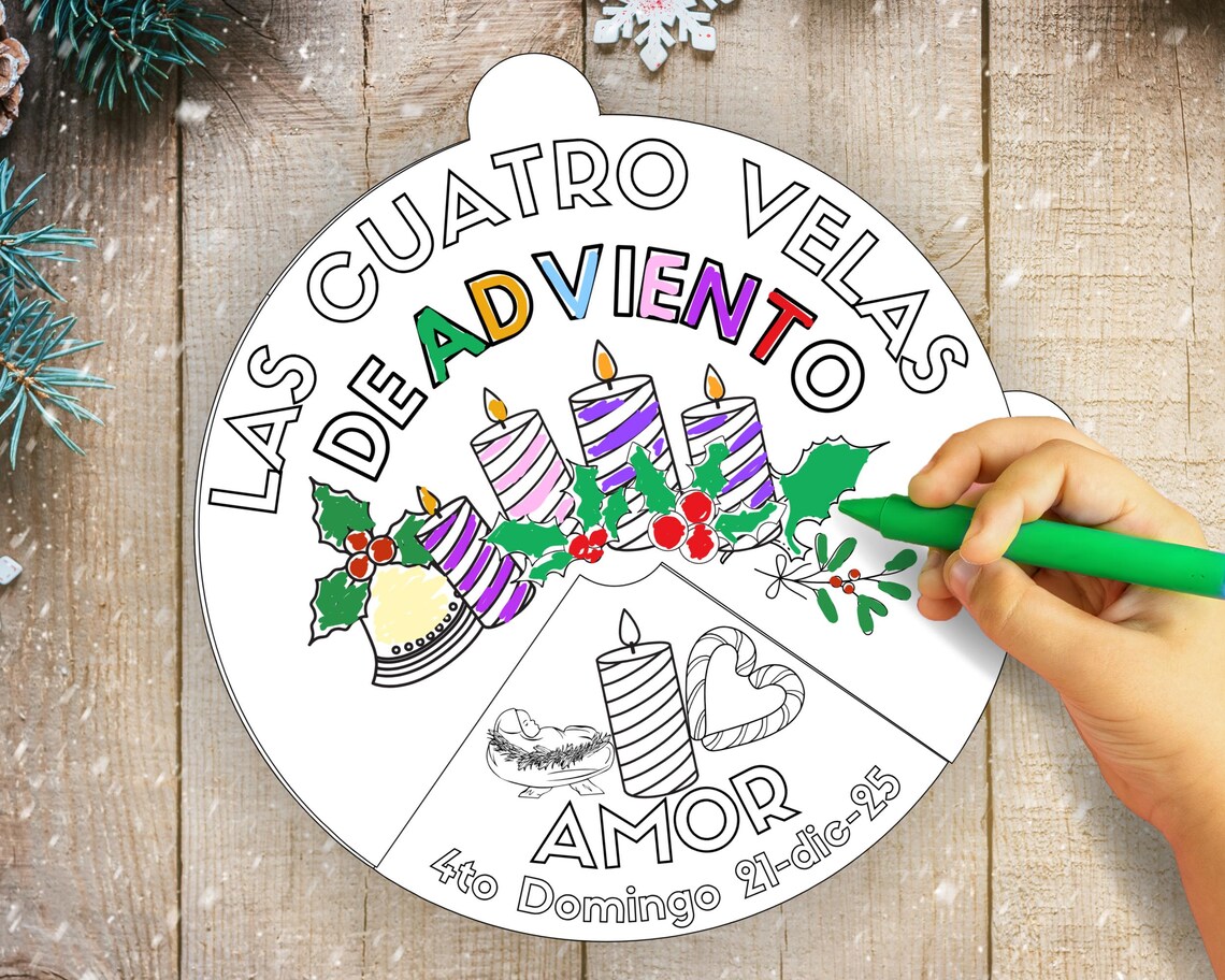 Advent Craft for Kids Spinner Wheel in Spanish, Advent Candle Wreath ...