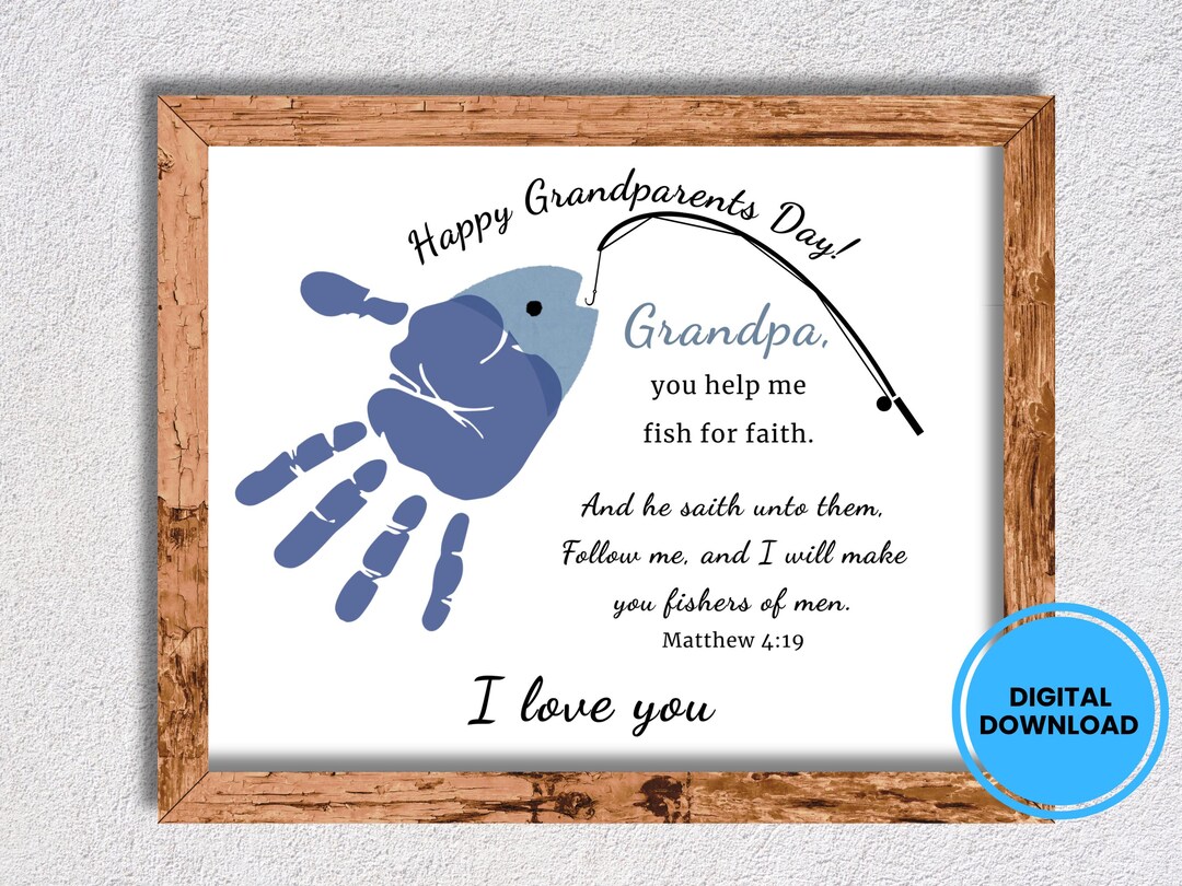 Grandparents Day Handprint Craft for Grandpa, Printable Fishing ...