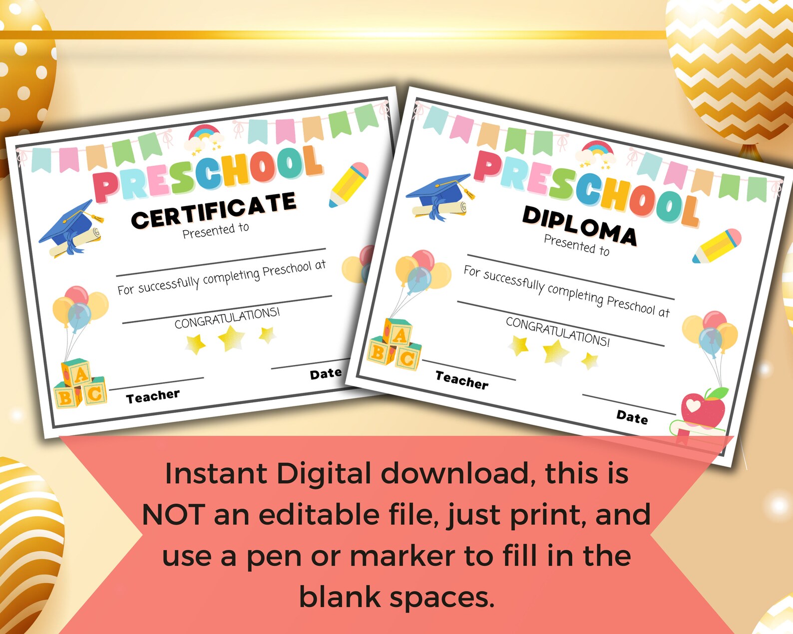 Preschool Graduation Certificate, Preschool Diploma and Awards, Last ...