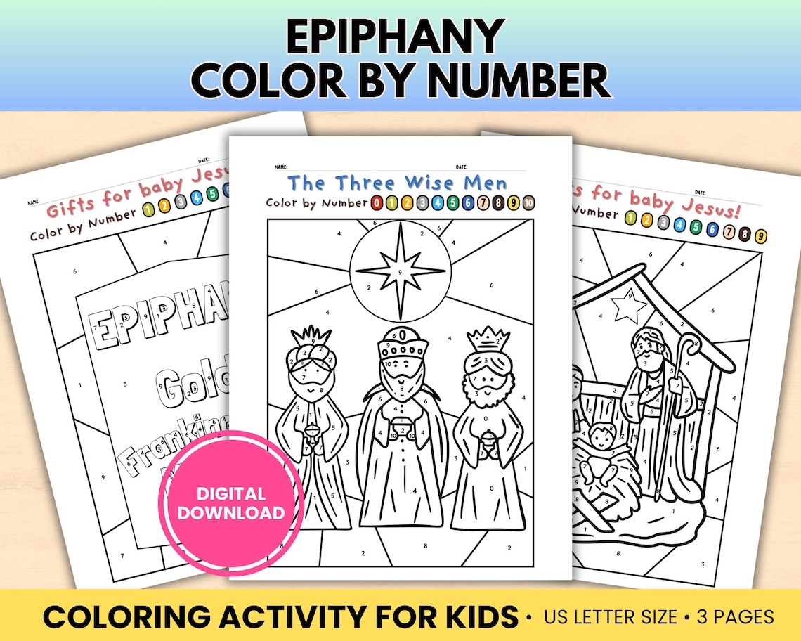 Epiphany Coloring Pages, Three Wise Men Color by Number Easy for ...