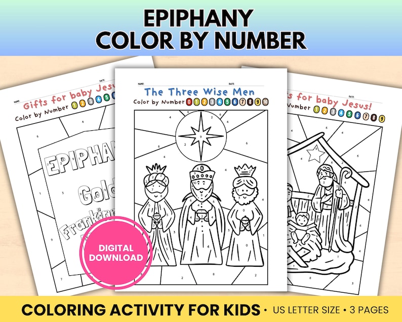 Epiphany Coloring Pages, Three Wise Men Color by Number Easy for ...