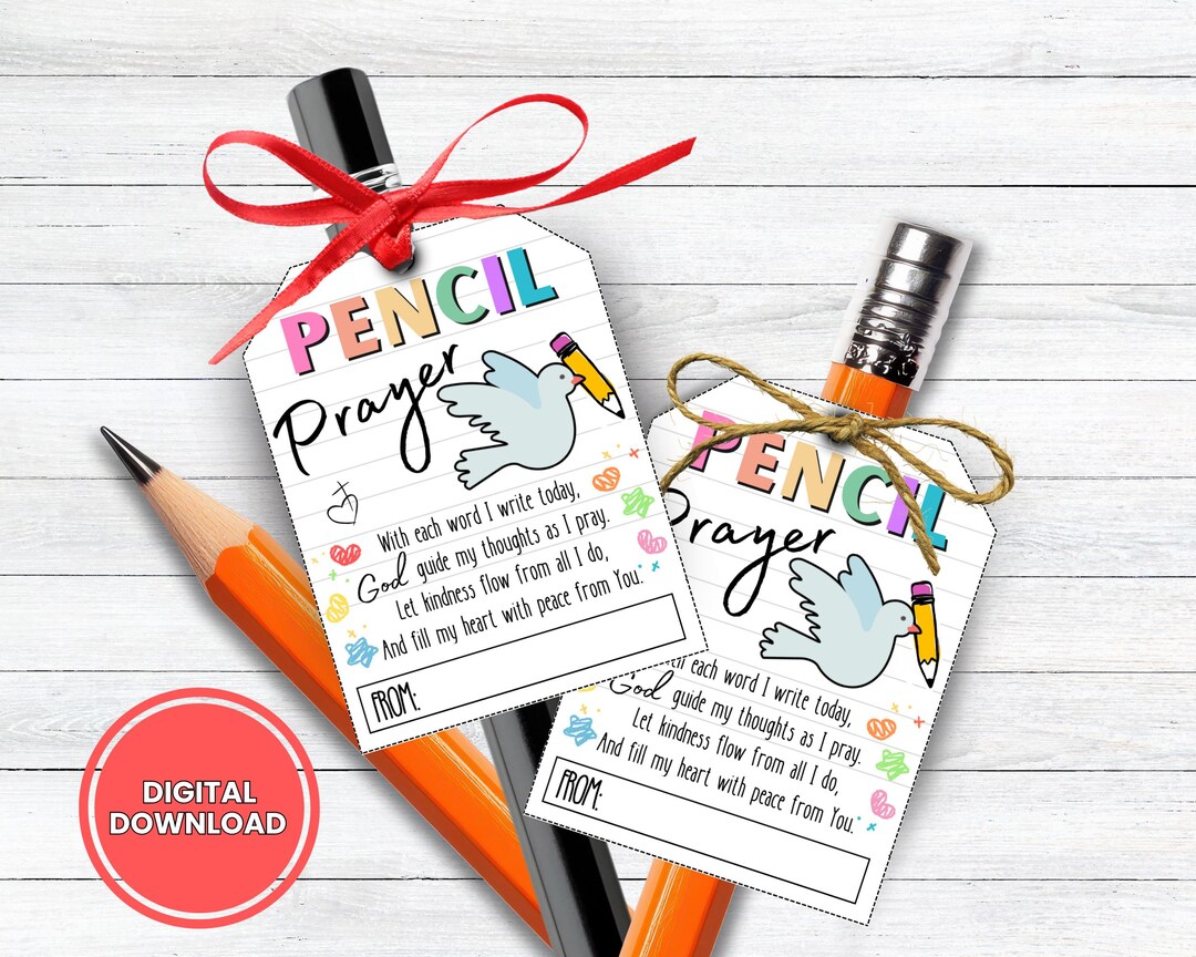 Pencil Prayer Tag, Back to School Blessings Kit, Printable First Day of ...
