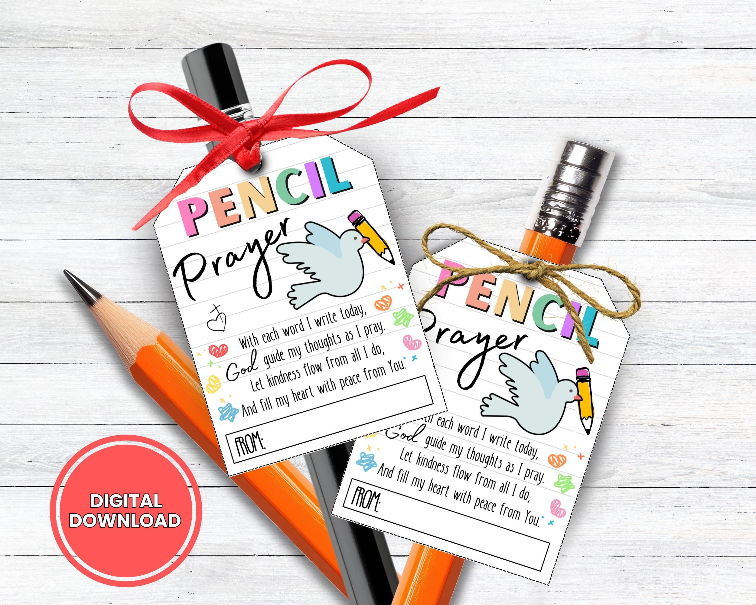 Pencil Prayer Tag, Back to School Blessings Kit, Printable First Day of ...