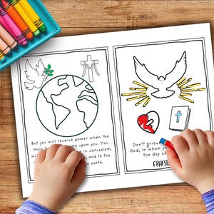 Pentecost Craft for Kids, Holy Spirit Coloring Cards and Bible Verses ...