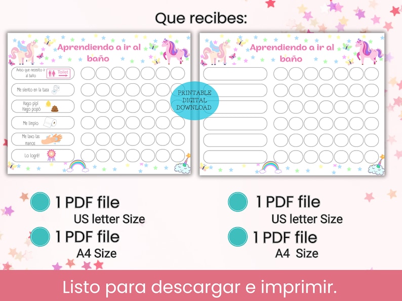 Potty Training Chart, Tablero De Entrenamiento Para Ir Al Baño En ...