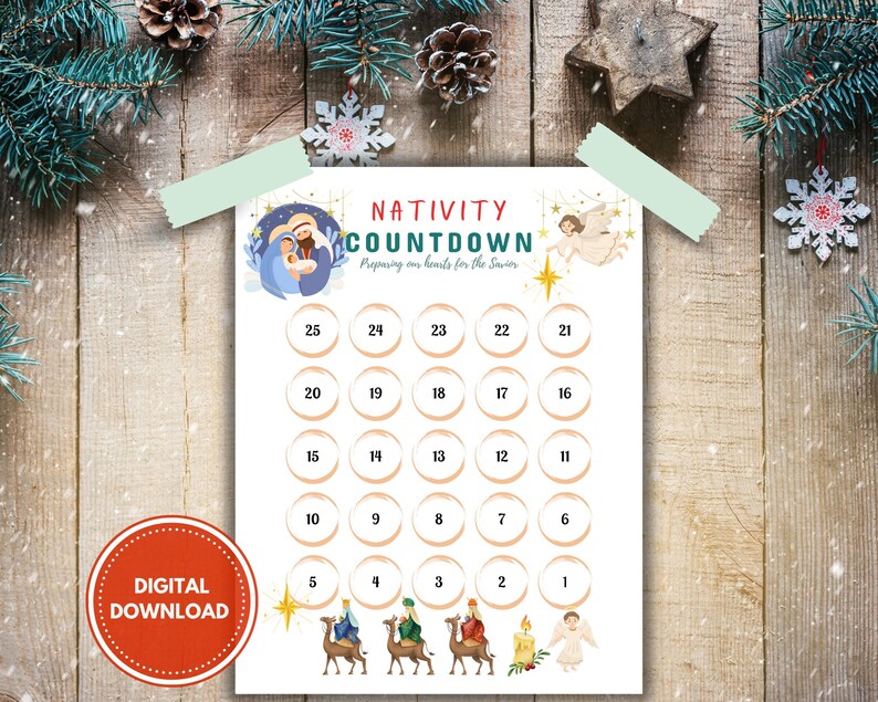 Nativity Advent Calendar, Days Till Christmas Advent Countdown ...