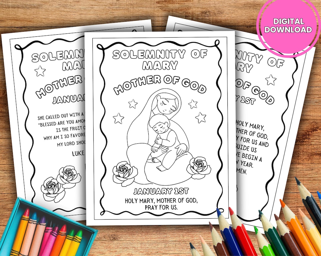 Solemnity of Mary Mother of God Coloring Pages for Kids, Feast of Mary ...