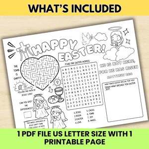 Holy Week Printable for Kids, Easter Activity Placemat for Kids, Easter ...
