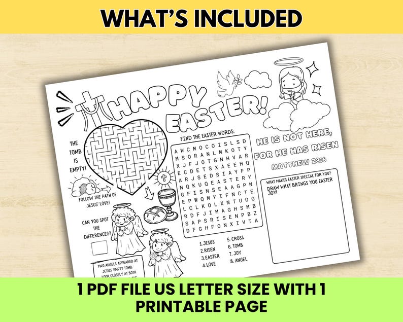 Holy Week Printable for Kids, Easter Activity Placemat for Kids, Easter ...