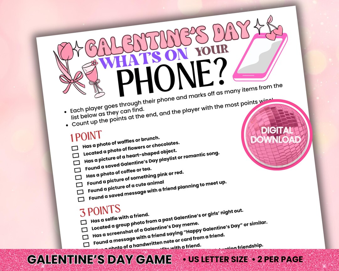 Galentine's Day What's on Your Phone Game, Printable Phone Game ...
