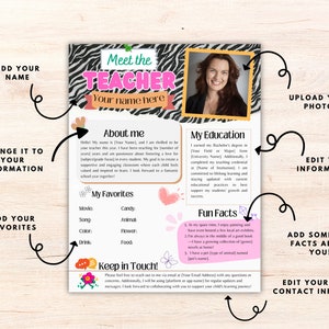Zebra Print Meet the Teacher Template: Editable Welcome Letter (canva ...