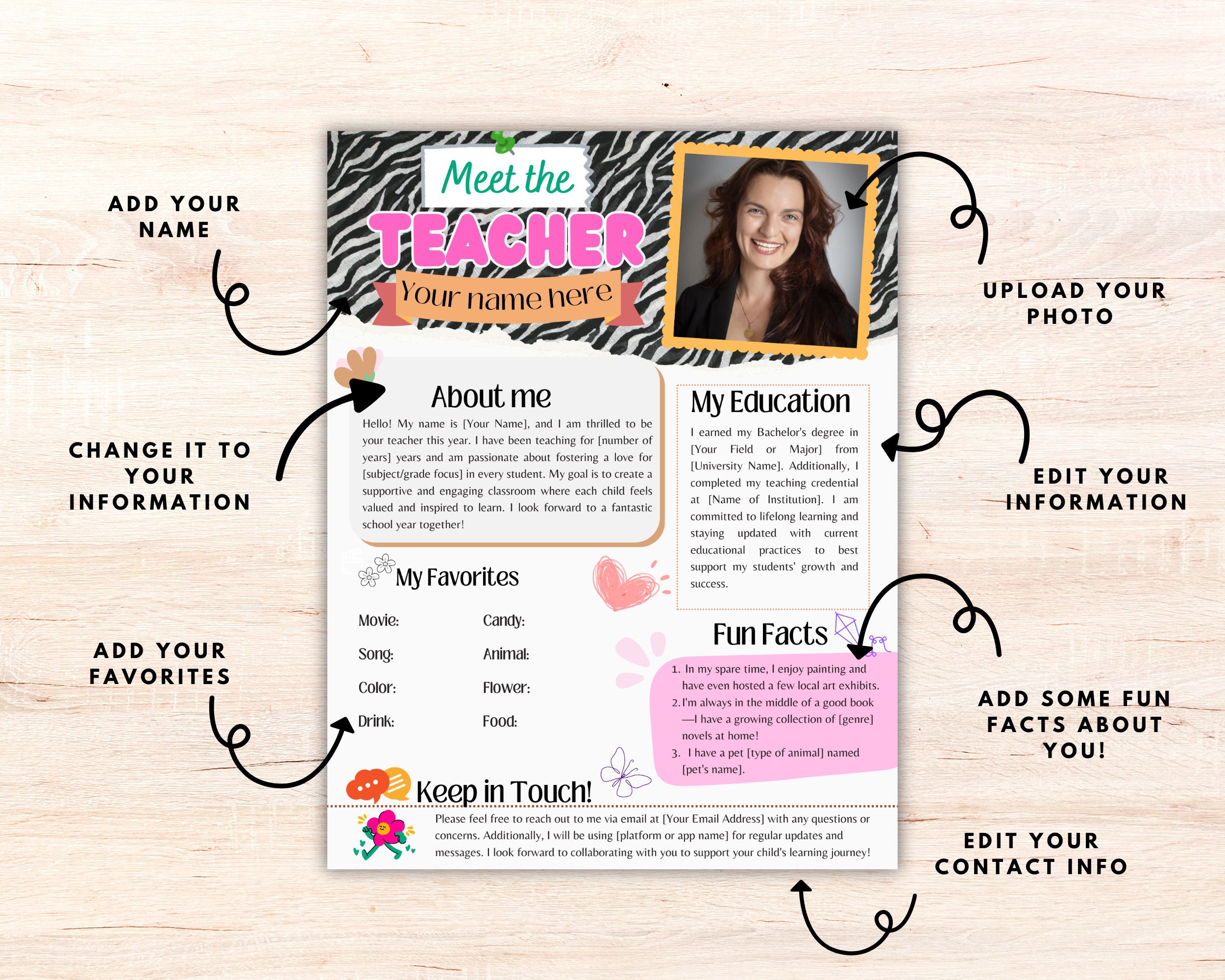 Zebra Print Meet the Teacher Template: Editable Welcome Letter (canva ...