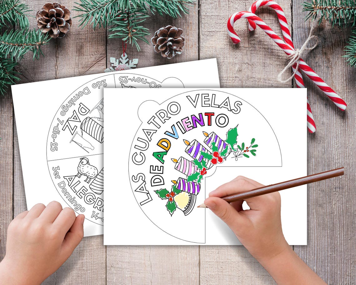 Advent Craft for Kids Spinner Wheel in Spanish, Advent Candle Wreath ...