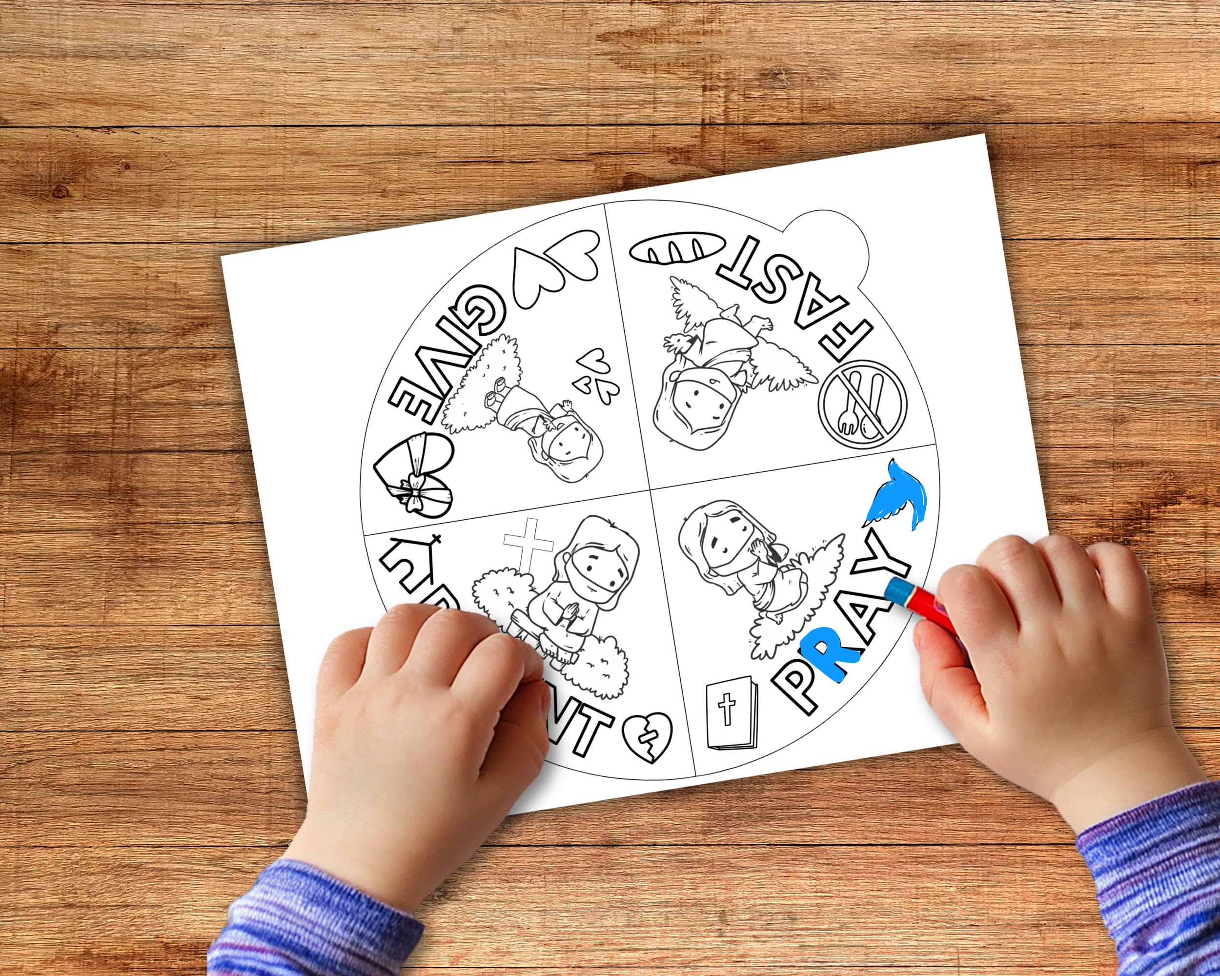 Ash Wednesday Craft for Kids, Ash Wednesday Coloring Activity Spinner ...