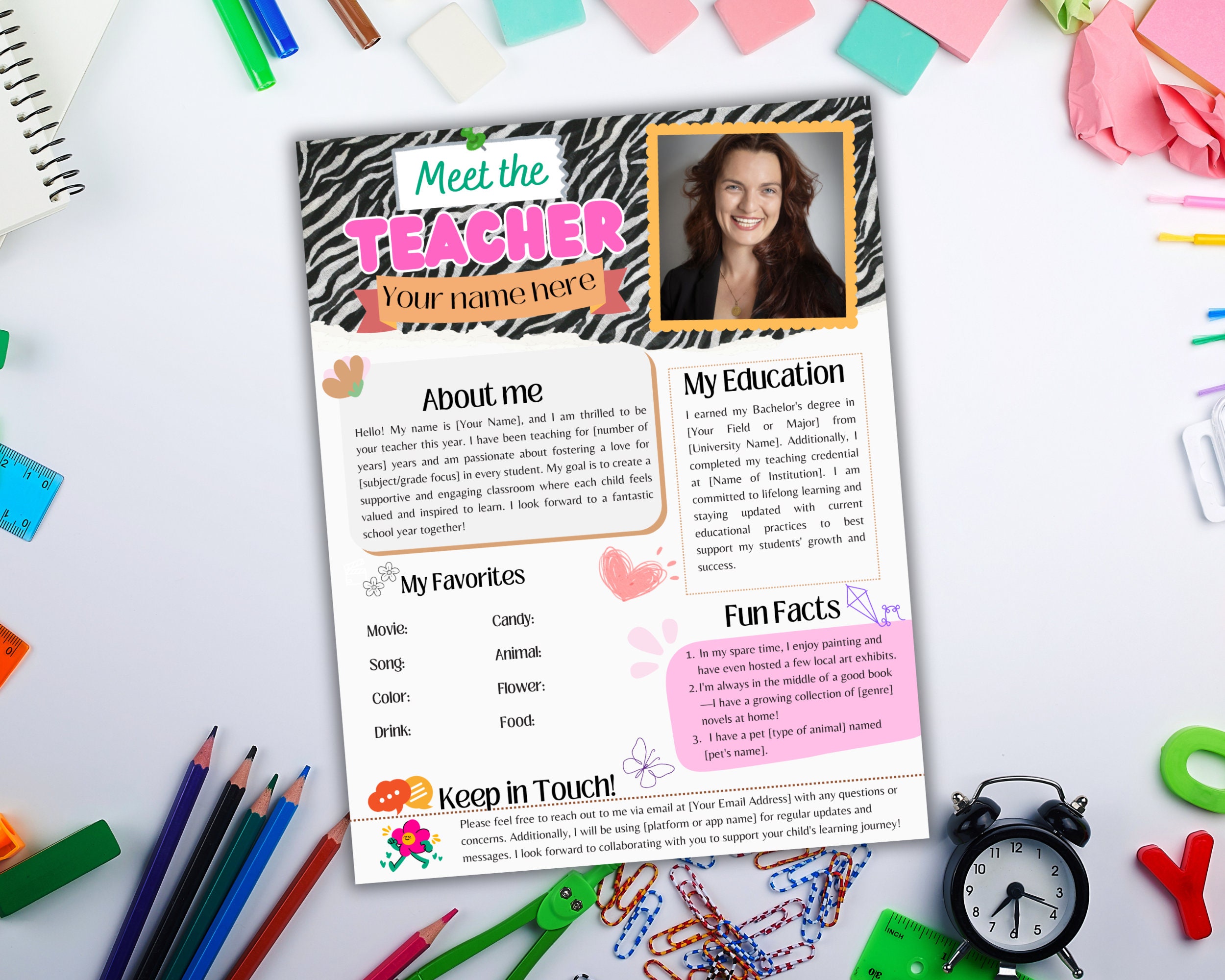 Zebra Print Meet the Teacher Template: Editable Welcome Letter (canva ...