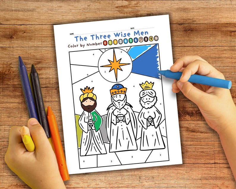 Epiphany Coloring Pages, Three Wise Men Color by Number Easy for ...