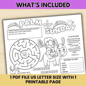 Palm Sunday Activity Placemat for Kids, Holy Week Printable, Catholic ...