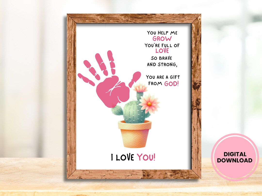 Mother's Day Handprint Cactus Poem Art: Keepsake Card (digital Download ...