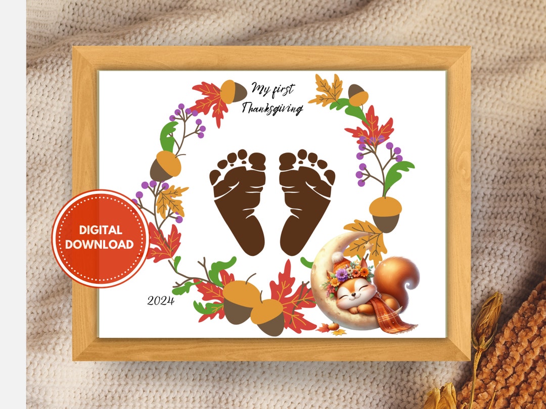 My First Thanksgiving Footprint Sign, Baby First Fall Footprint Art ...