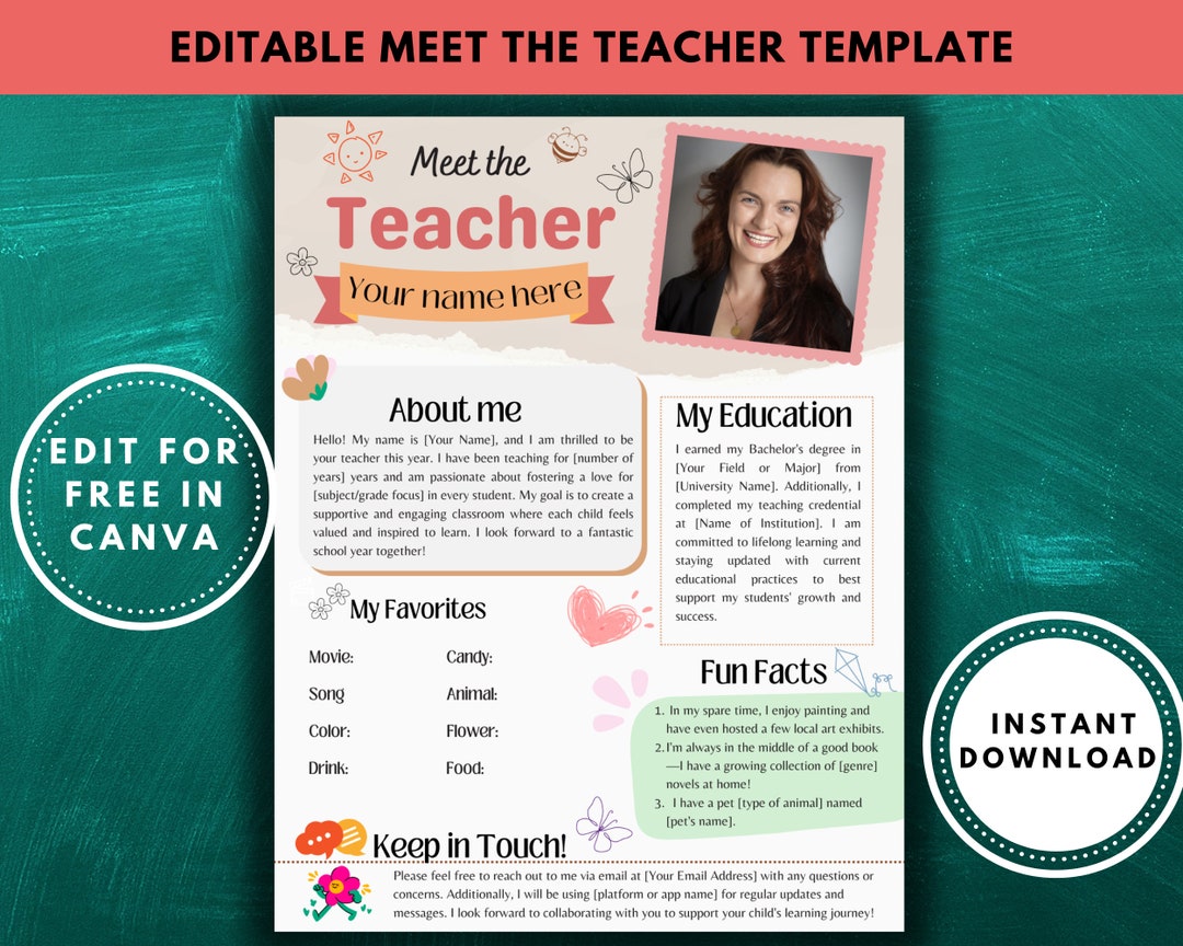 Editable Meet the Teacher Template: Back to School Welcome Letter ...