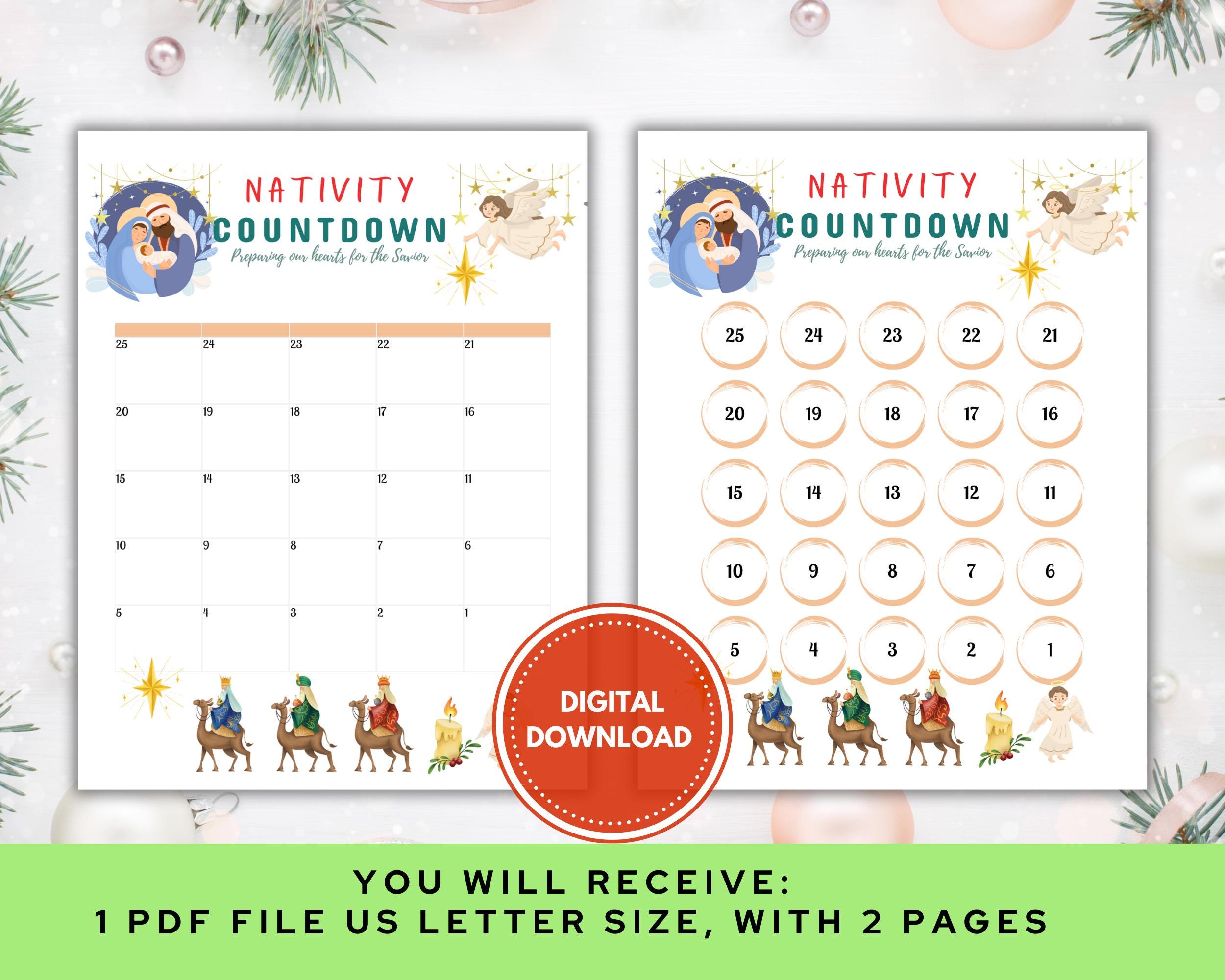 Nativity Advent Calendar, Days Till Christmas Advent Countdown ...