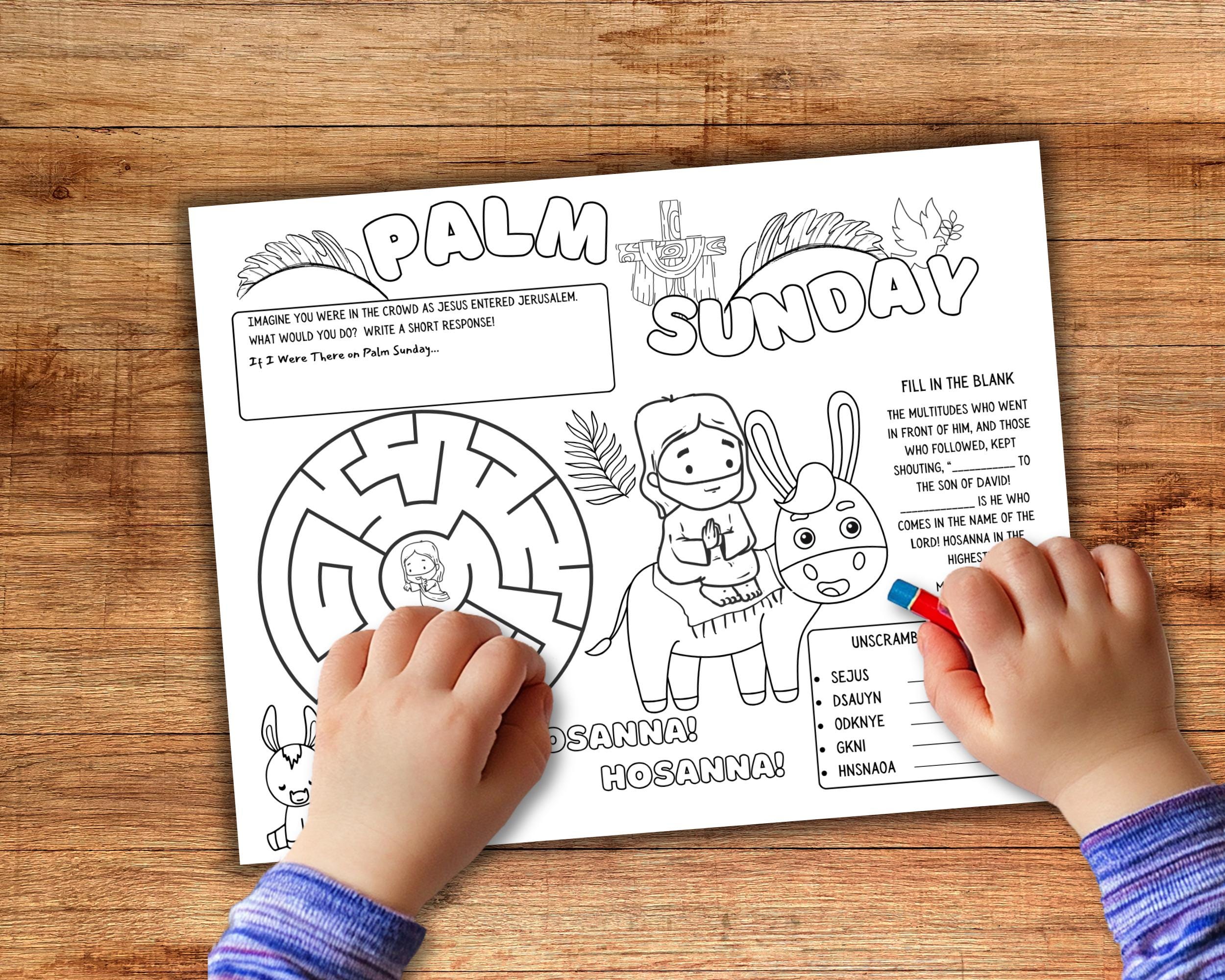 Palm Sunday Activity Placemat for Kids, Holy Week Printable, Catholic ...