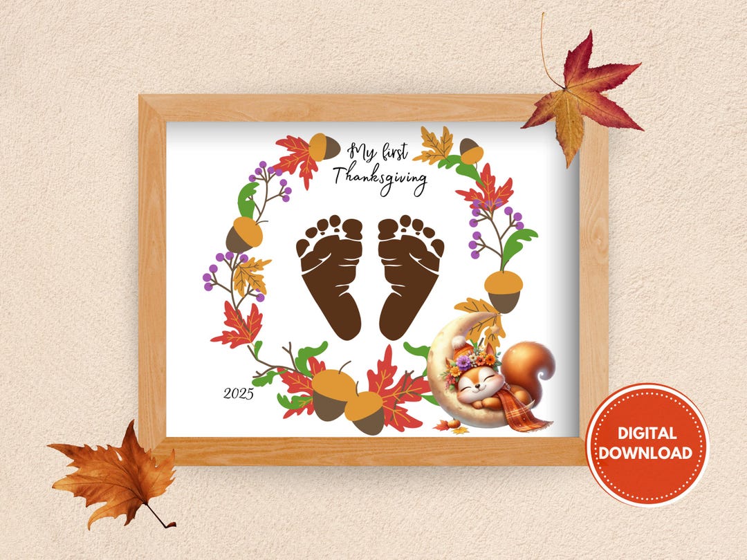 My First Thanksgiving Footprint Sign, Baby First Fall Footprint Art ...