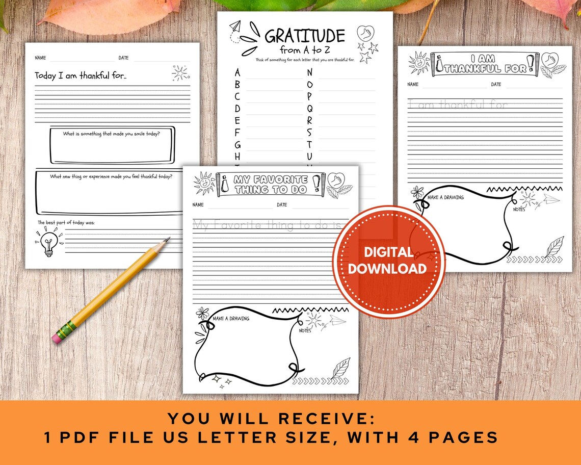 Gratitude Worksheet, I Am Thankful for Printable Activity for Kids ...