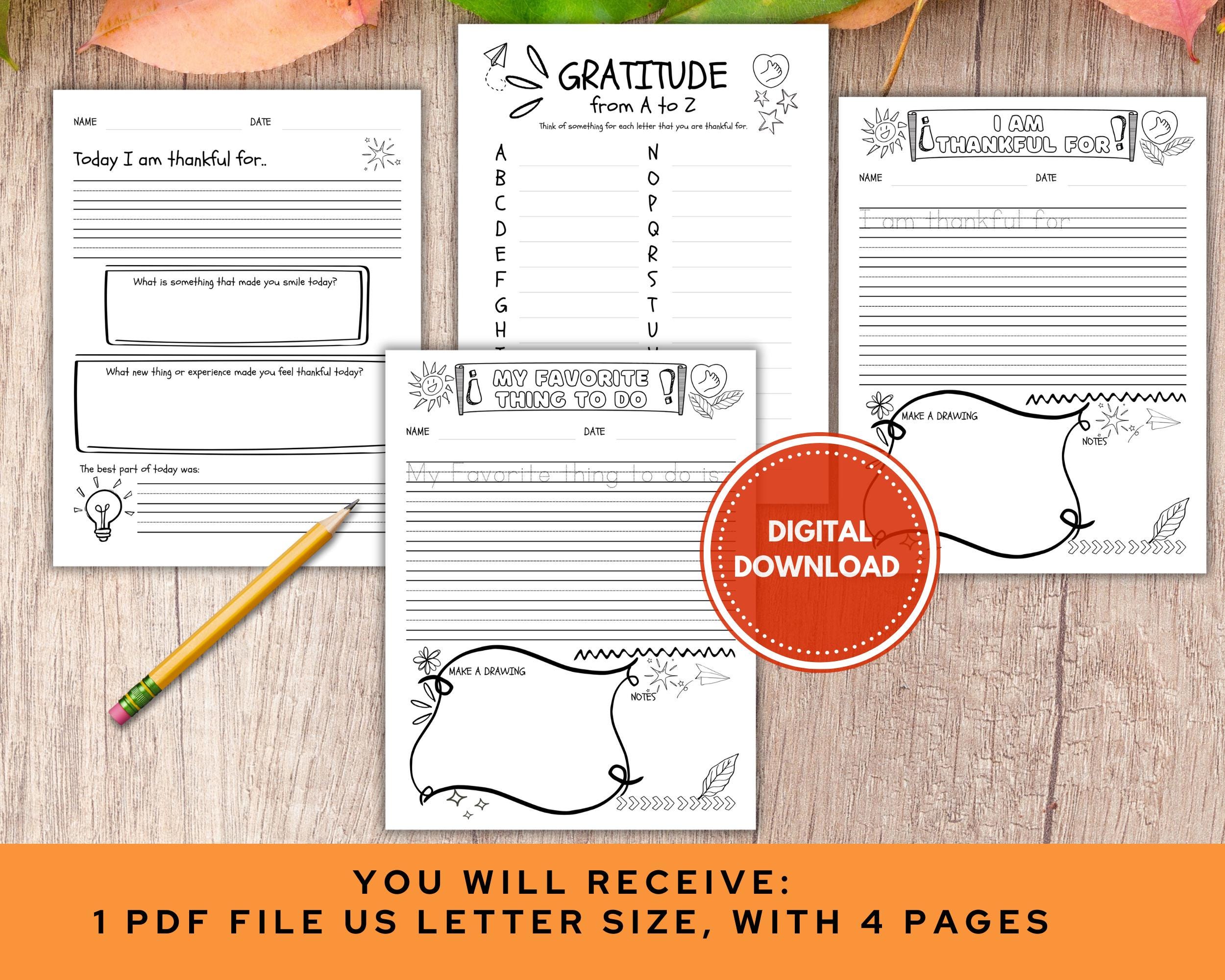 Gratitude Worksheet, I Am Thankful for Printable Activity for Kids ...