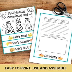 Three Wise Men Flipbook Craft for Kids, Epiphany Day Coloring Activity ...