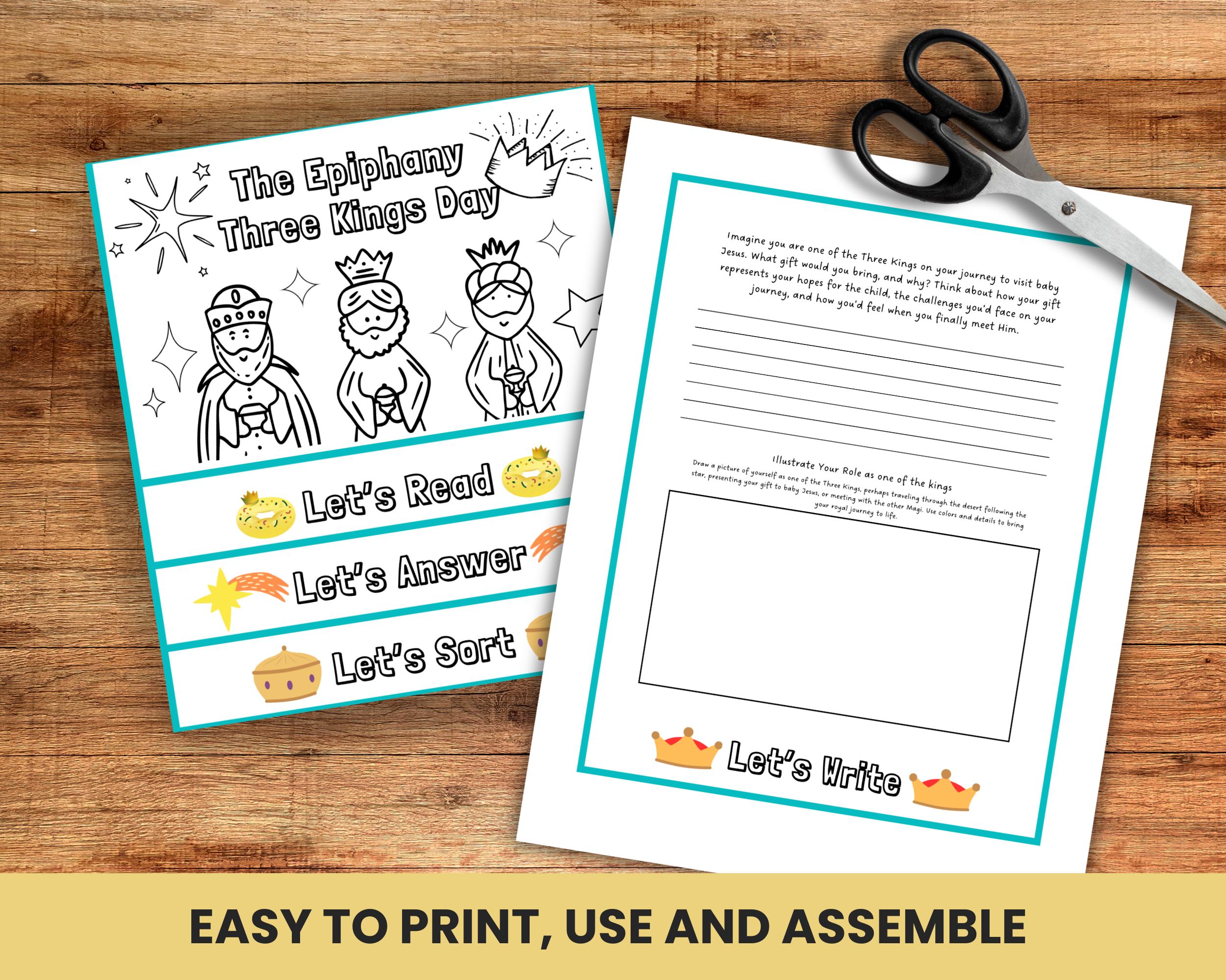 Three Wise Men Flipbook Craft for Kids, Epiphany Day Coloring Activity ...