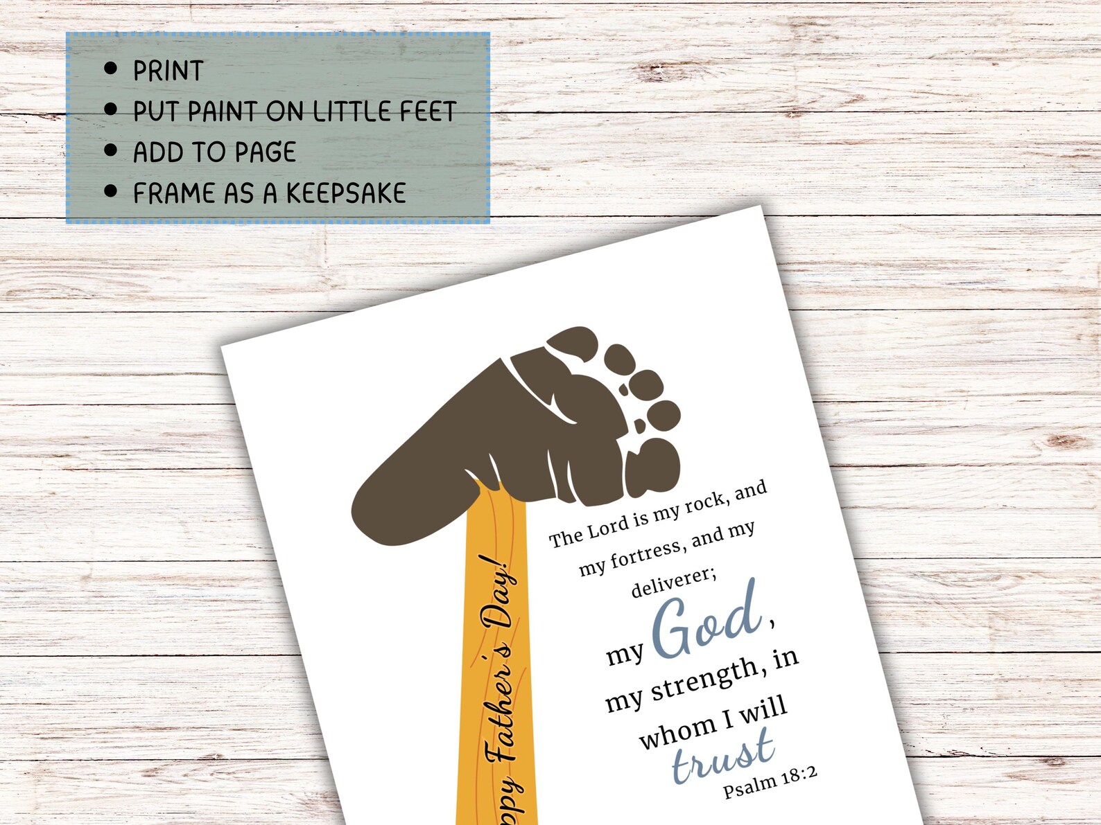 Father’s Day Hammer Footprint Art With Bible Verse, Printable Bible ...