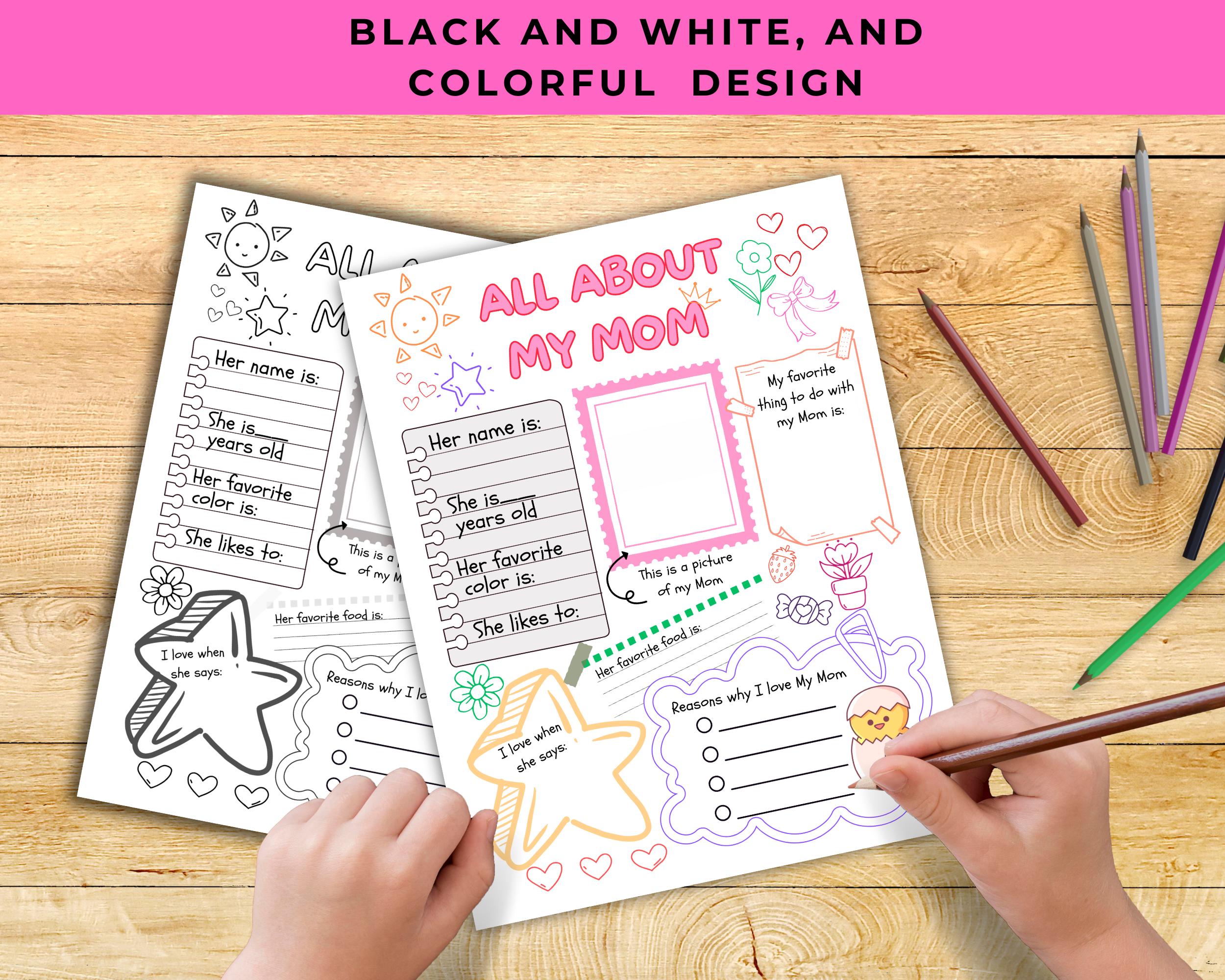 All About My Mom Printable Coloring Page, Mother's Day Coloring ...