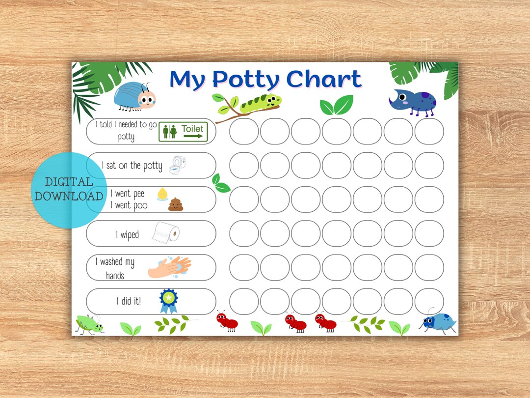 Potty Training Chart, Potty Printables Chart, Rewards Chart, Weekly ...