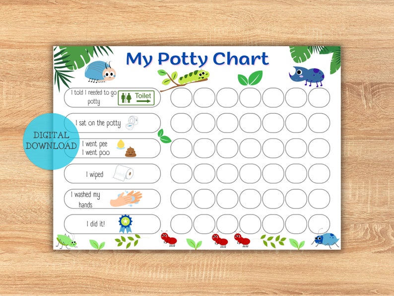 Potty Training Chart, Potty Printables Chart, Rewards Chart, Weekly ...