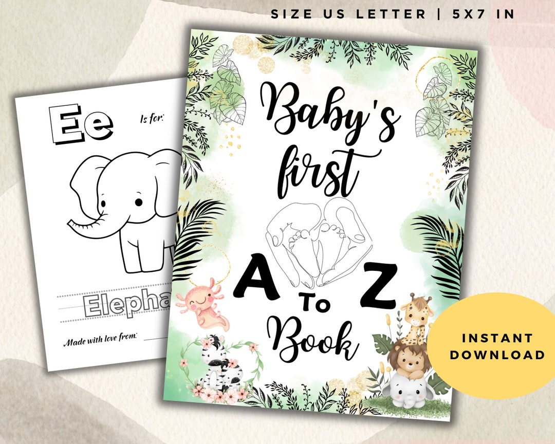 Baby First ABC Book, ABC Baby Shower Coloring Book, A to Z Baby ...