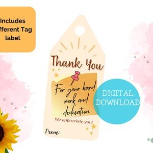 Thank You Gift Tags, Administrative Day Gift Tag, Employee Appreciation ...