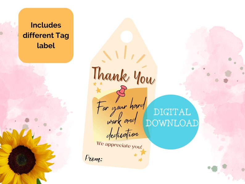 Thank You Gift Tags, Administrative Day Gift Tag, Employee Appreciation ...