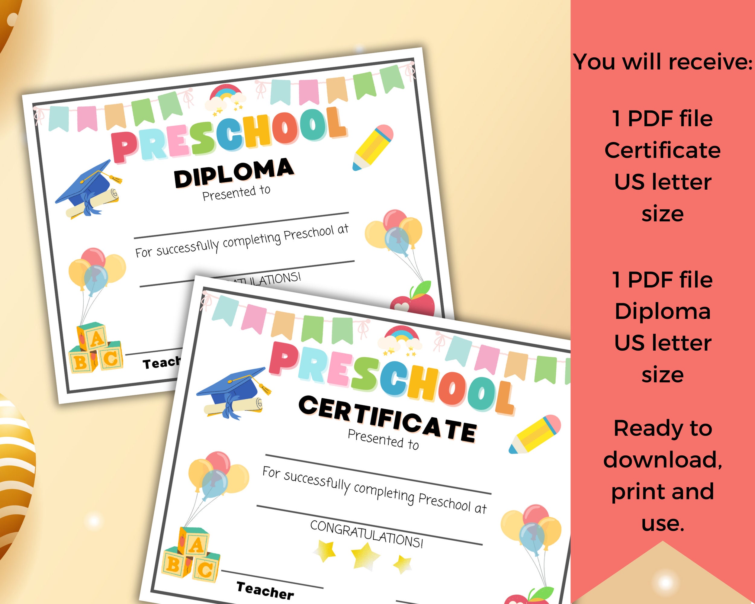 Preschool Graduation Certificate, Preschool Diploma, Preschool Awards ...