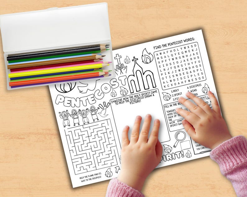 Pentecost Activity Placemat, Pentecost Coloring Page for Kids ...