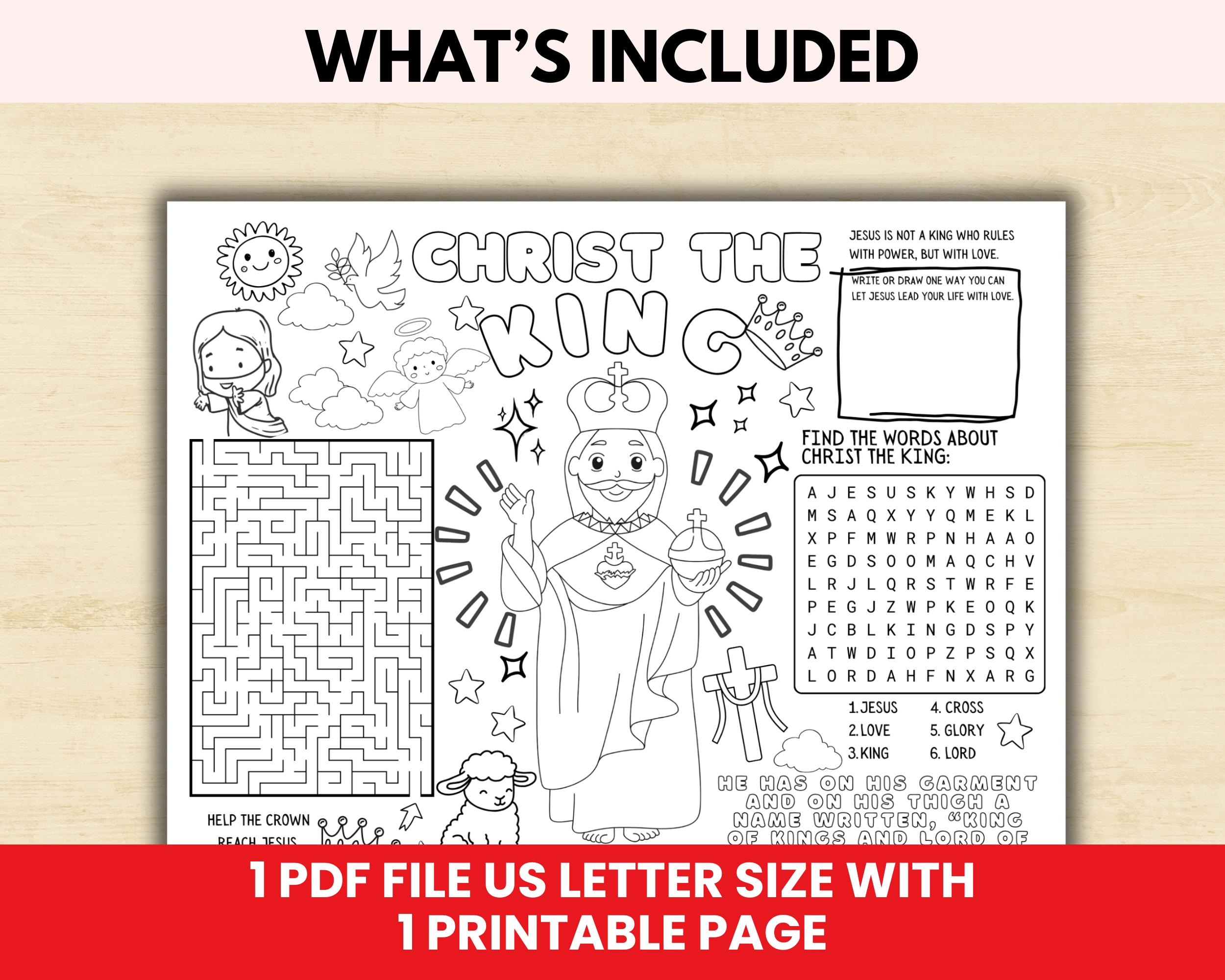 Christ the King Activity Page for Kids, Feast of Christ the King ...