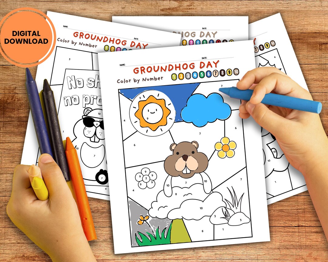 Groundhog Day Coloring Pages for Kids, Groundhog Day Color by Number ...