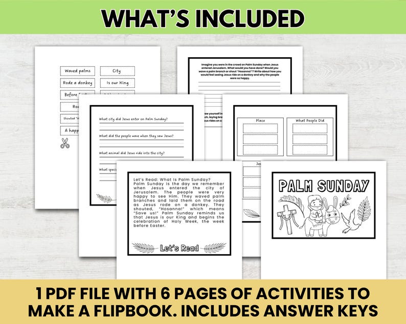 Palm Sunday Activity for Kids, Holy Week Activity, Palm Sunday Flipbook ...