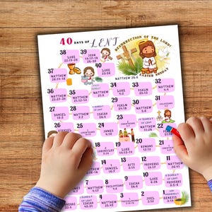 40 Days of Lent Bible Verse Catholic Calendar Countdown, Printable ...