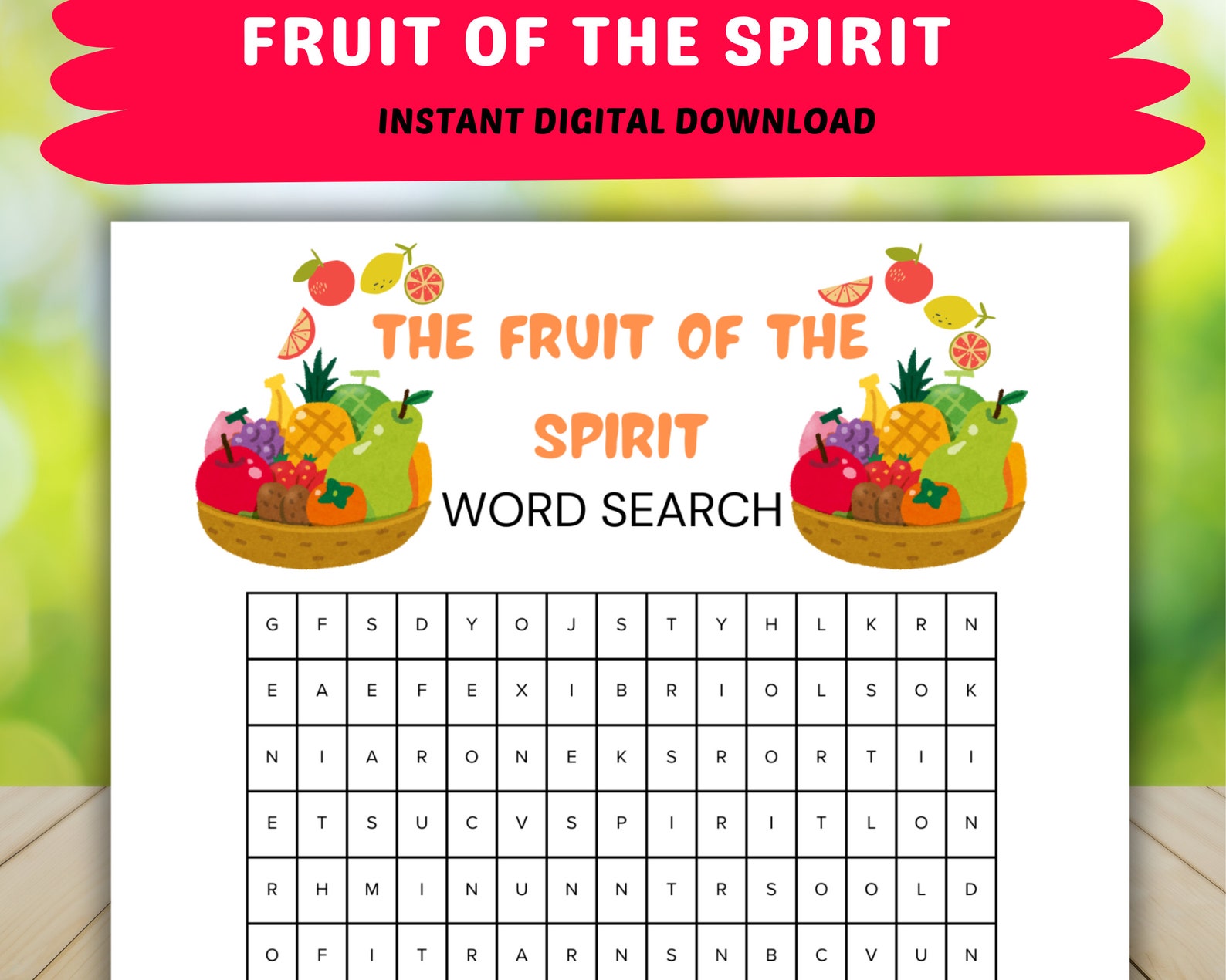 Fruits of the Spirit Word Search, Sunday School Activity, Kids Bible ...