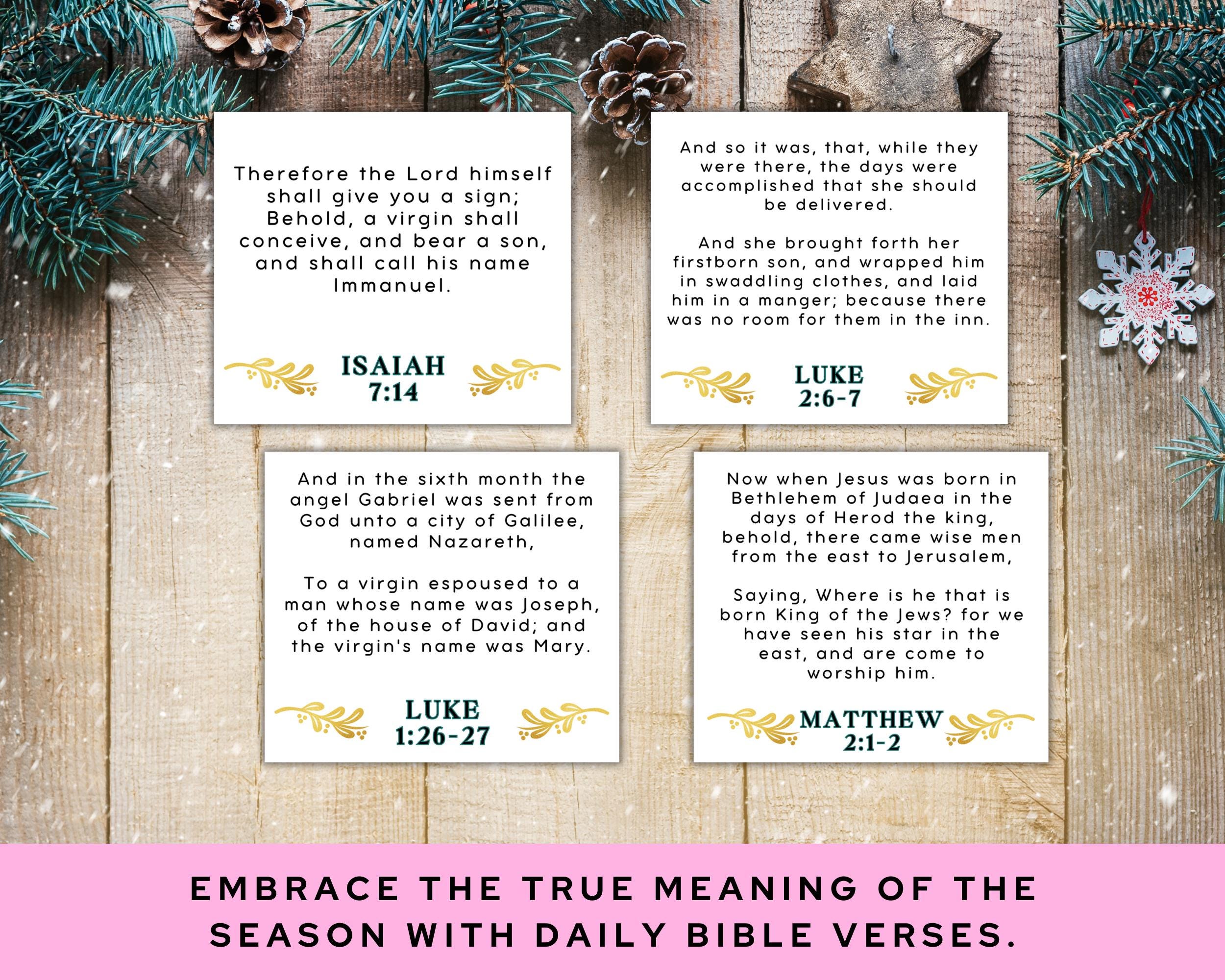Advent Scripture Cards: 25 Days of Christmas Bible Verses, Nativity ...