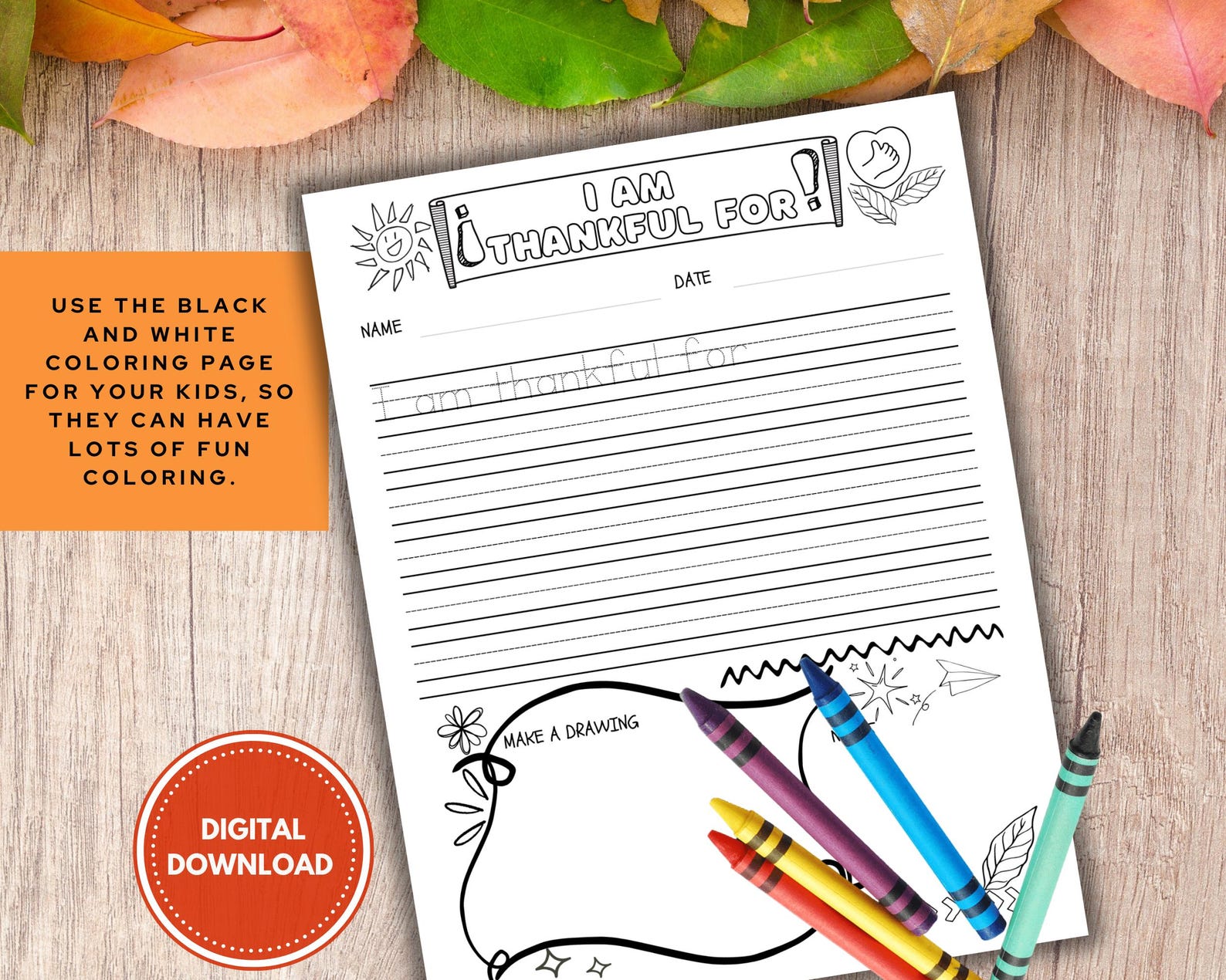 Gratitude Worksheet, I Am Thankful for Printable Activity for Kids ...