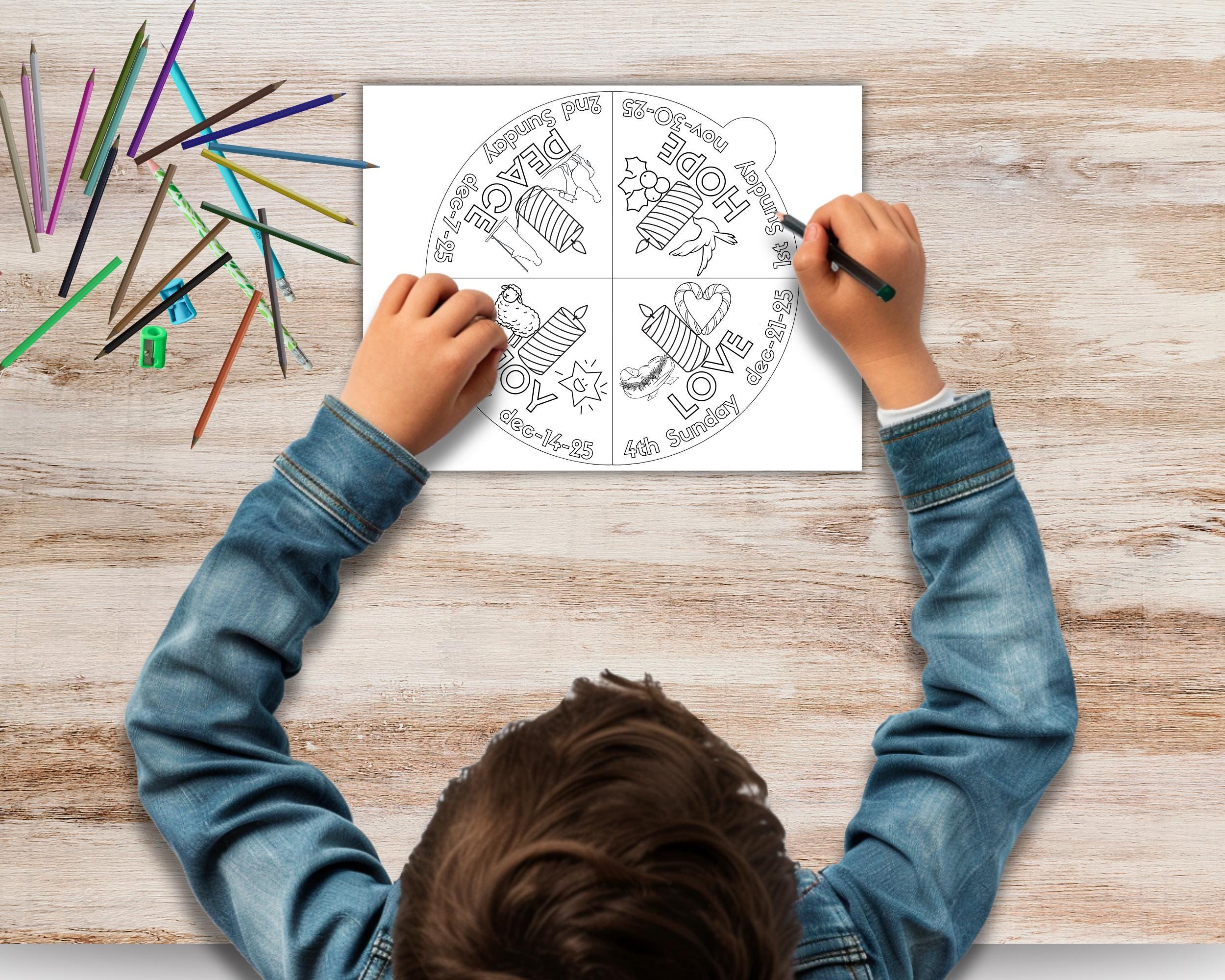 Advent Craft for Kids Spinner Wheel, Advent Candle Wreath Coloring ...