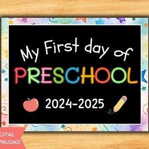 First Day of School Sign, First Day of Preschool Sign, Back to School ...