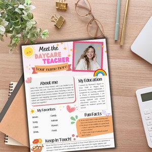 Meet the Daycare Teacher, Editable Meet the Teacher Template, Tiny ...